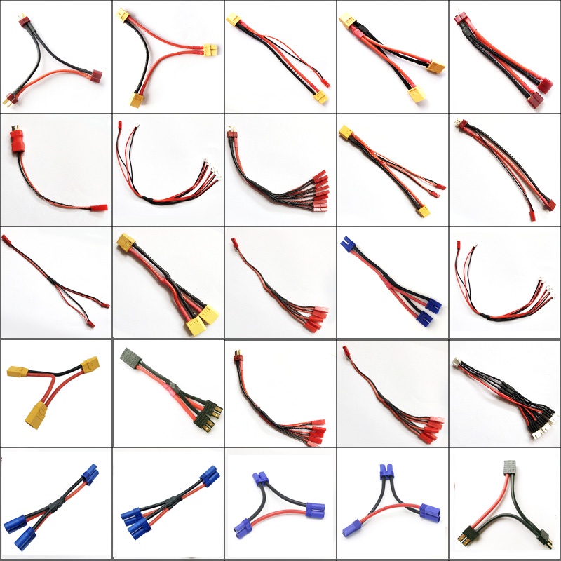 XT60 XT90T EC5 EC3 TRX JST Plug Parallel Battery Connector Cable Extension Y / O Splitter Plug ...