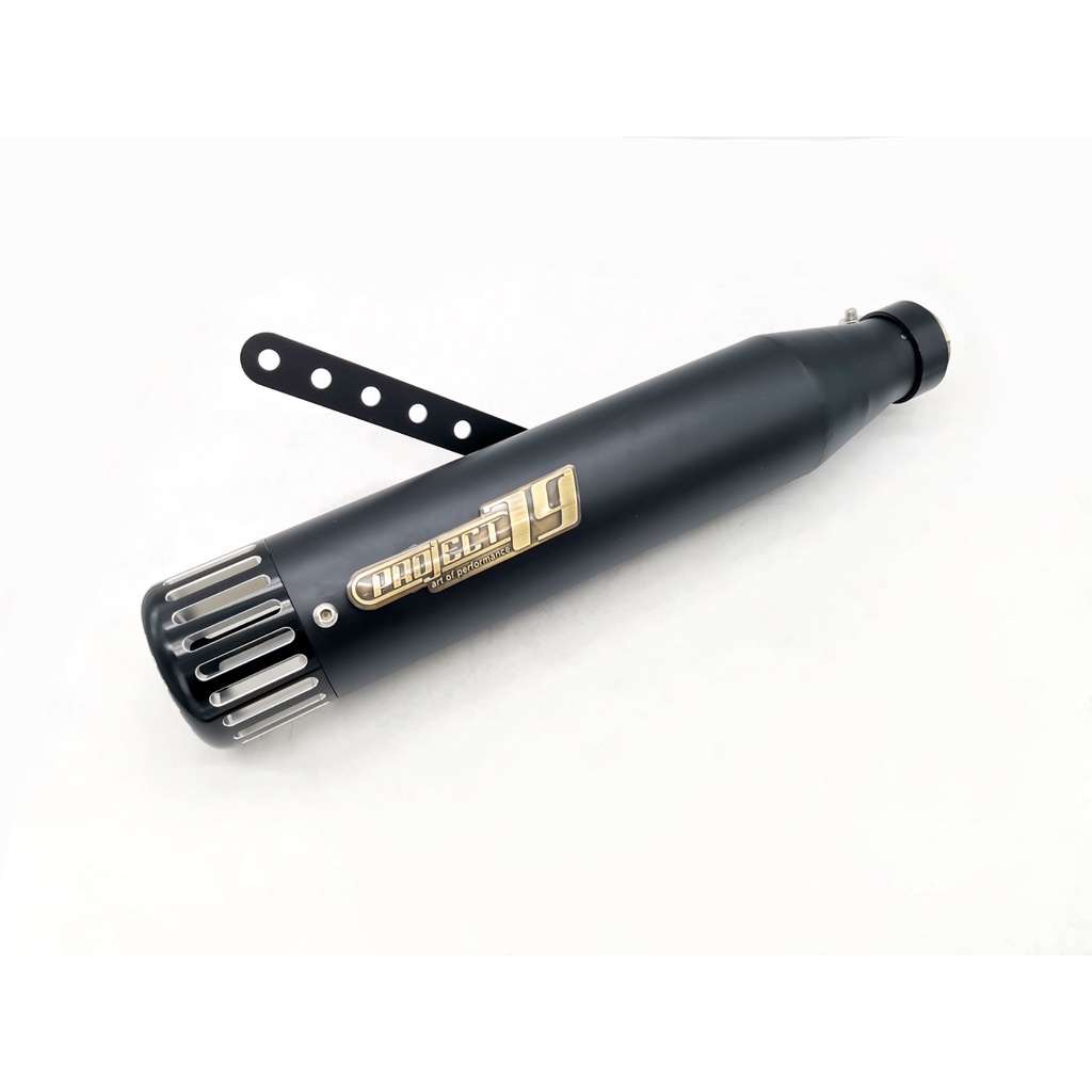 PROJECT 79 MUFFLER UNIVERSAL CHOPPER 59MM BLACK EKZOS SILVER MOTOR ...