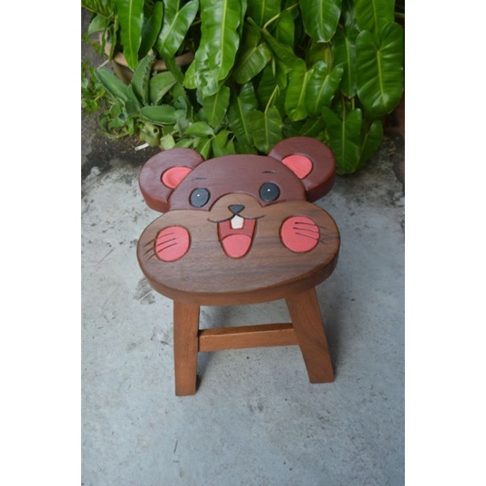 Wood Stool Cute Rat Hand Craft(ecoSolid Wood)Bangku Kerusi Kayu Ukiran ...