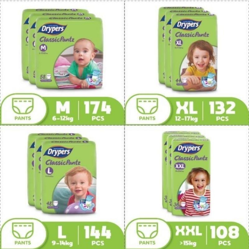 Drypers ClassicPantz M58 / L144 / XL44 / XXL36 (3 Packs) | Shopee Malaysia