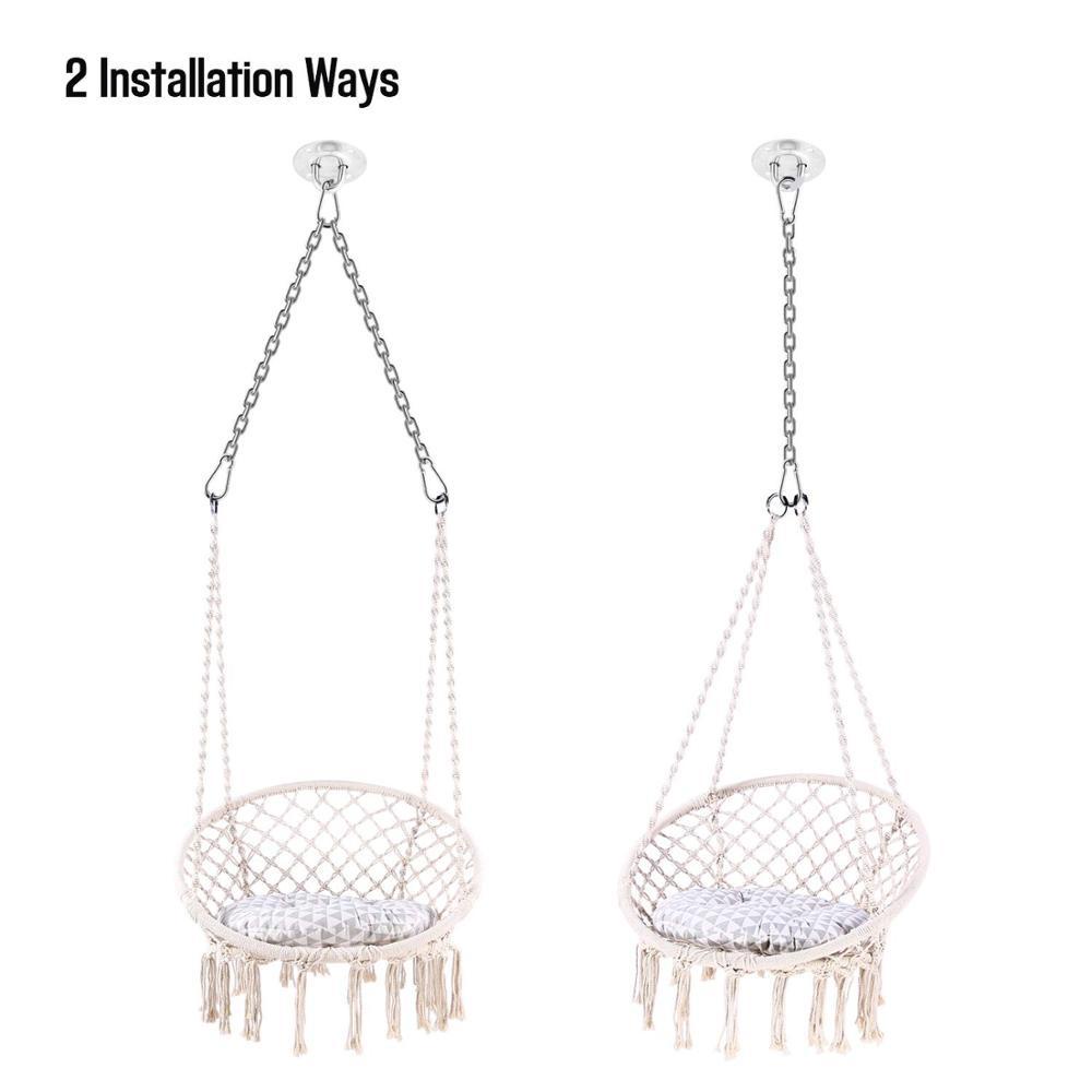 Round Swing Chair Garden Hanging Chair Hammock Kids/Adult Buaian ...
