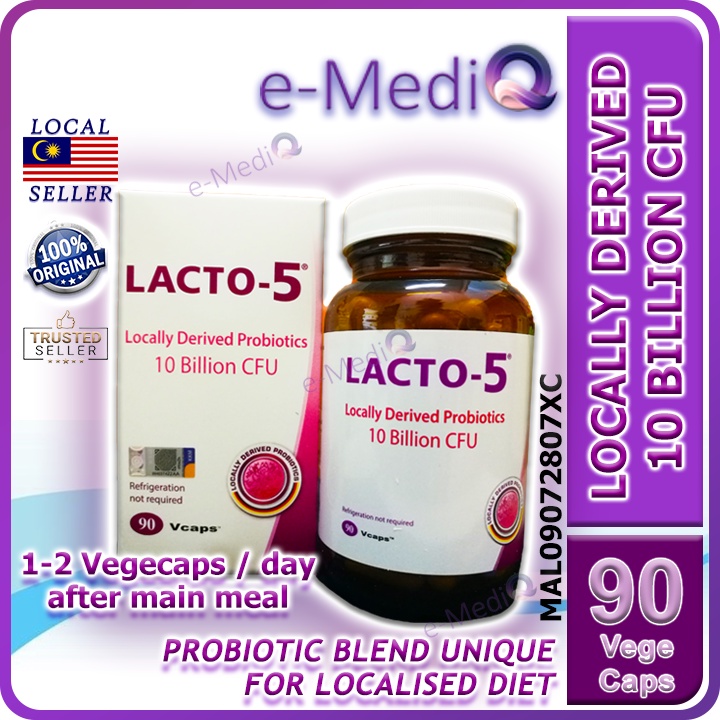 Lacto-5 Probiotics Digestion Vege caps Lacto5 10 Billion CFU (Exp: Mar ...