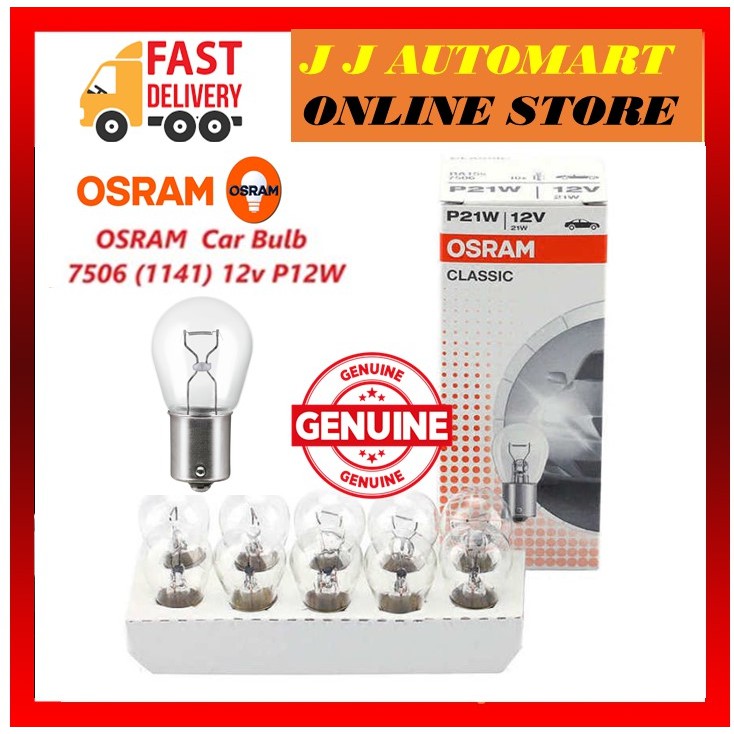 Genuine Osram Original P21W 12V 21W BA15s Bulbs 10 pcs (1141-7506 ...