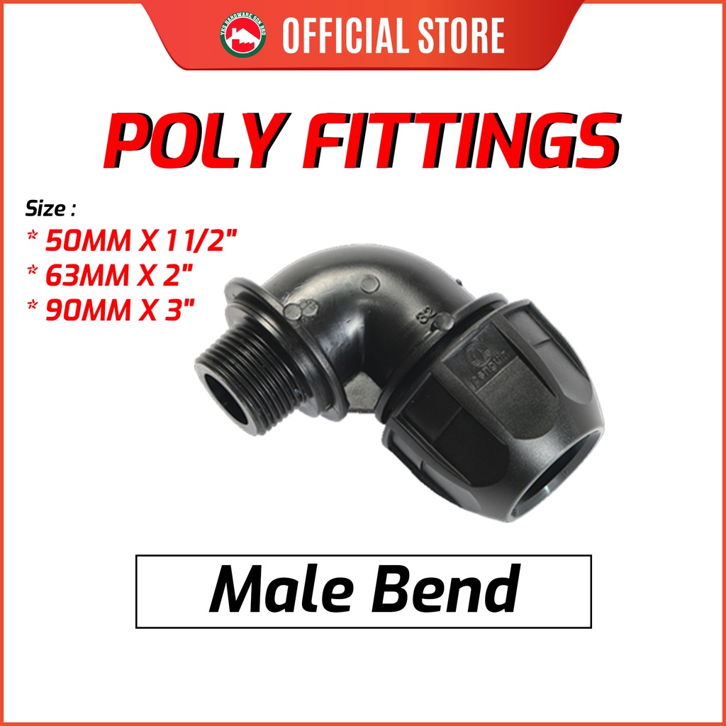 POLY MALE BEND - HDPE - Pipe Fittings Connector System Pipe Joint ...