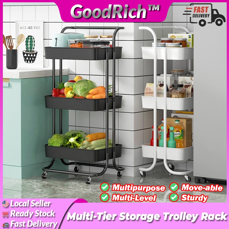 Multipurpose Movable Multi-Layer Storage/Tray Trolley Rack With Elbow ...