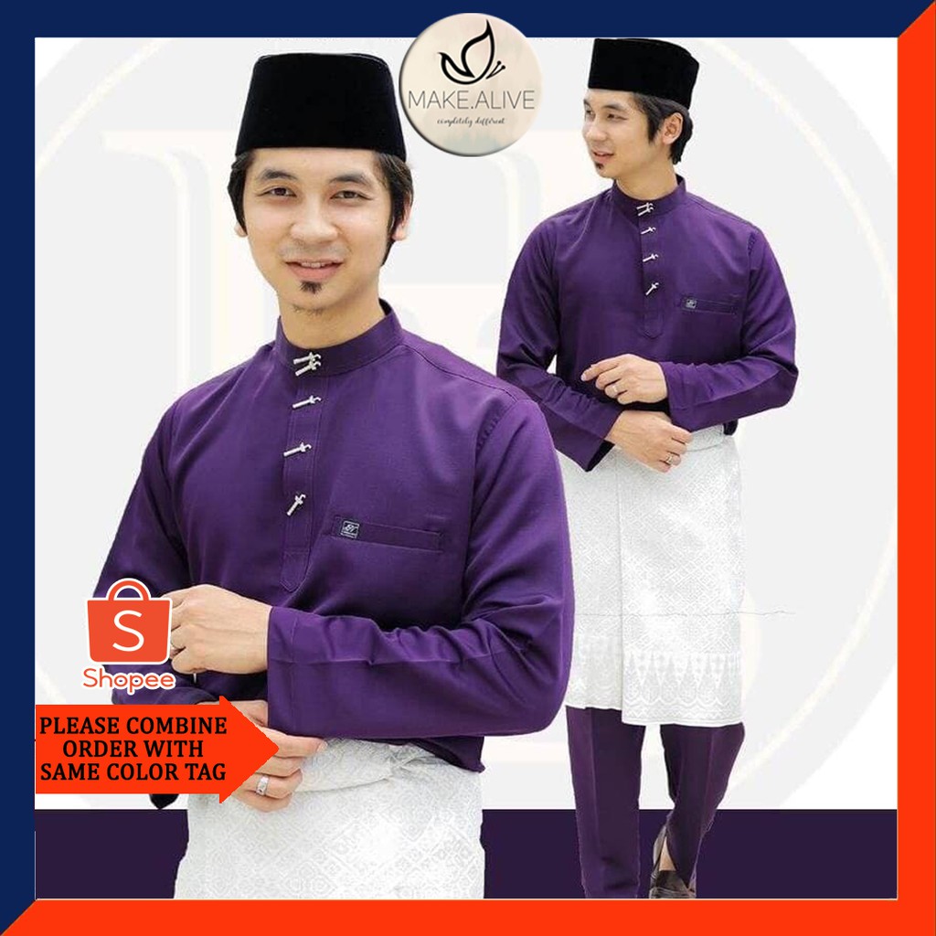 BAJU MELAYU [PURPLE] Baju Melayu Al Habib S M L XL 2XL 3XL 4XL 5XL ...