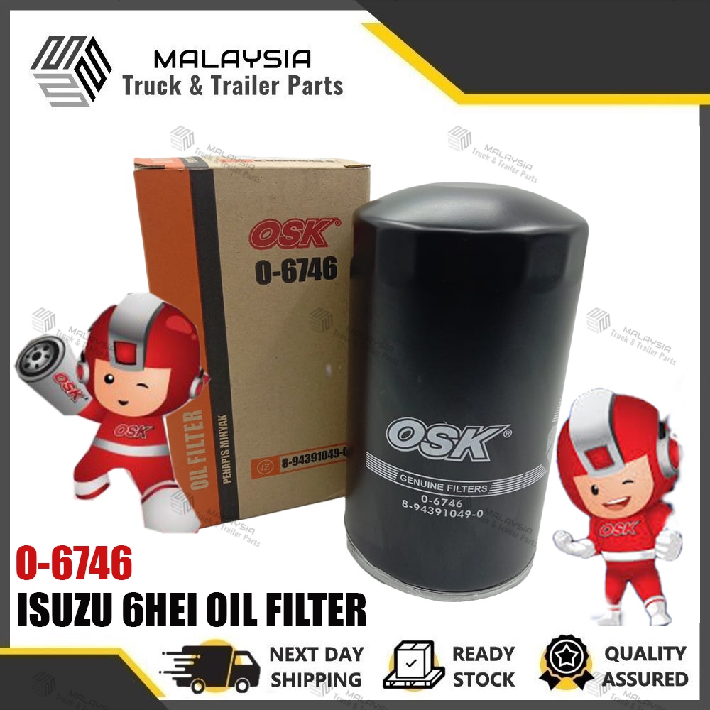 OSK OIL FILTER ISUZU TRUCK 6HE1 O/F 8-94391049-0 (O-6746) | Shopee Malaysia