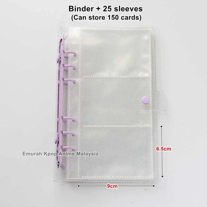 A5 200 POCKETS COLOR RING 2R 3R GLITTER SLEEVE Photocard binder Card ...