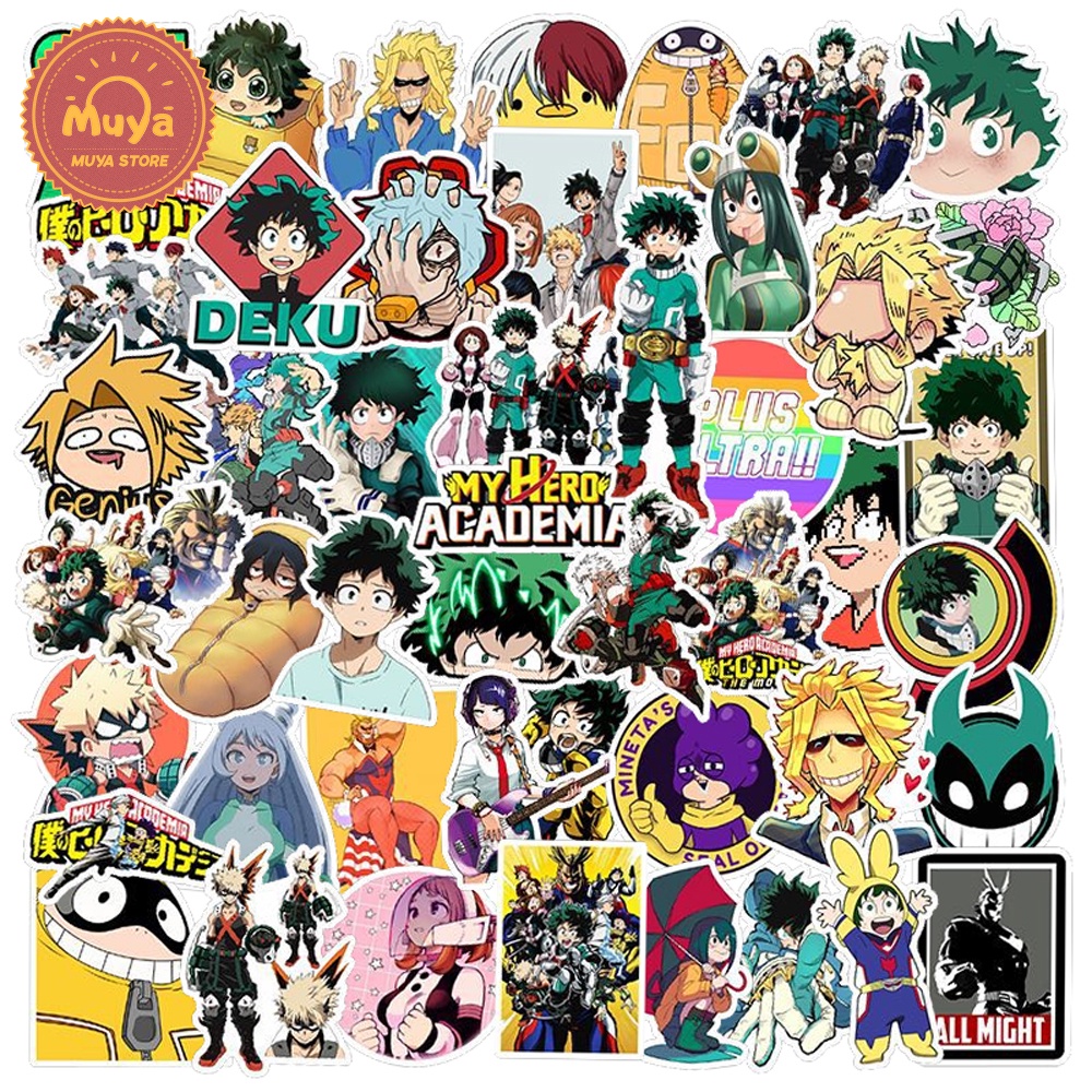 MUYA 100pcs My Hero Academia Anime Stickers for Kids Waterproof Cartoon ...