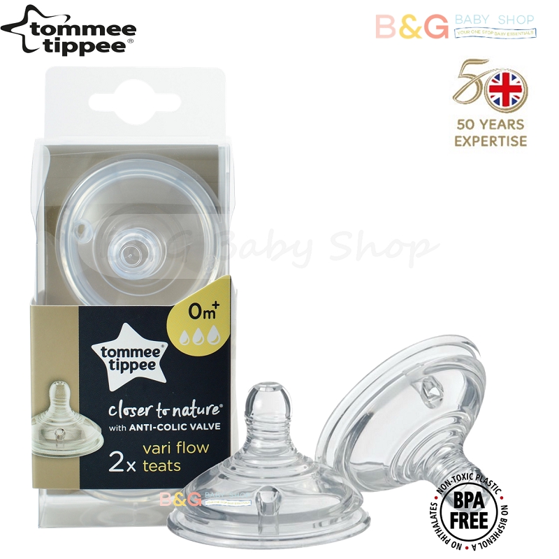 Tommee Tippee Closer to Nature Teat (Bottle Nipple) Vari Flow 0m+ -2pcs ...