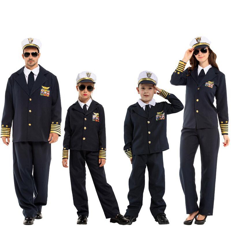 Boy Captain Pilot Uniform Costume Dress Up Halloween School Stage ...