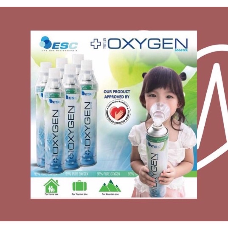 ESC Portable Oxygen Inhaler (1000ml) 1 Bottle / 1瓶便携氧气瓶 / 1 Botol ...