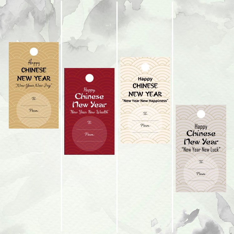 Hang Tag Modern From To Gift Label Chinese New Year Greeting Card ...