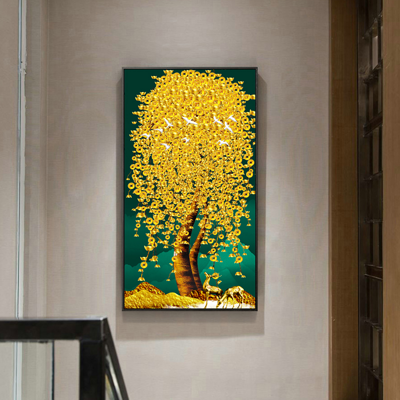 Golden Money Tree Poster and Prints Nordic Abstract Canvas Painting ...