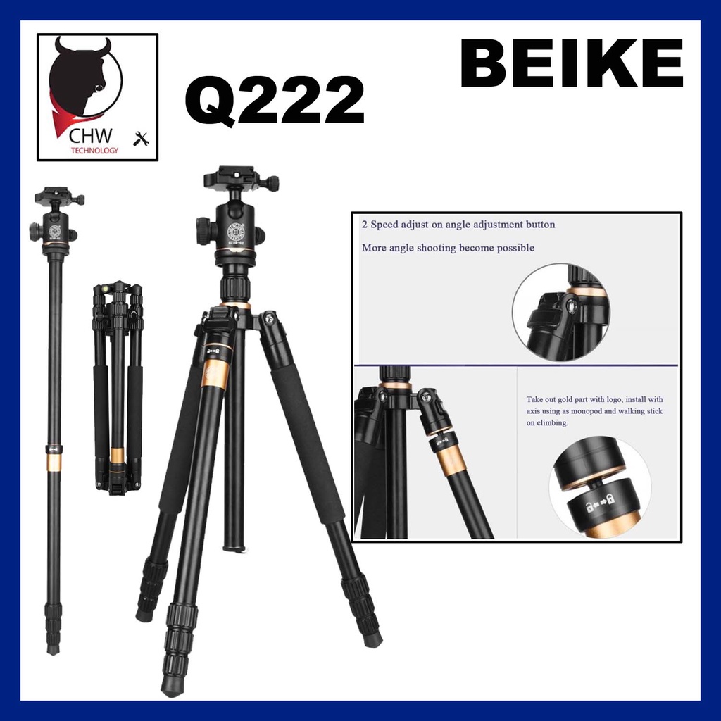 BEIKE Q222 ALL IN ONE TRIPOD COMPACT FOR TRAVELLING | Shopee Malaysia