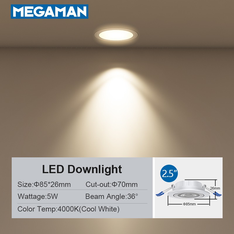 Megaman LED Eyeball Downlight Panel Slim Ceiling Energy Saving Home (5W ...