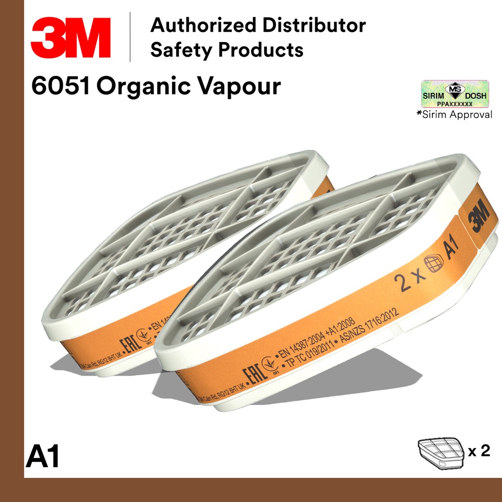 3M 6051 Organic Vapor Cartridge DOSH SIRIM Approved OV Cartridge ...