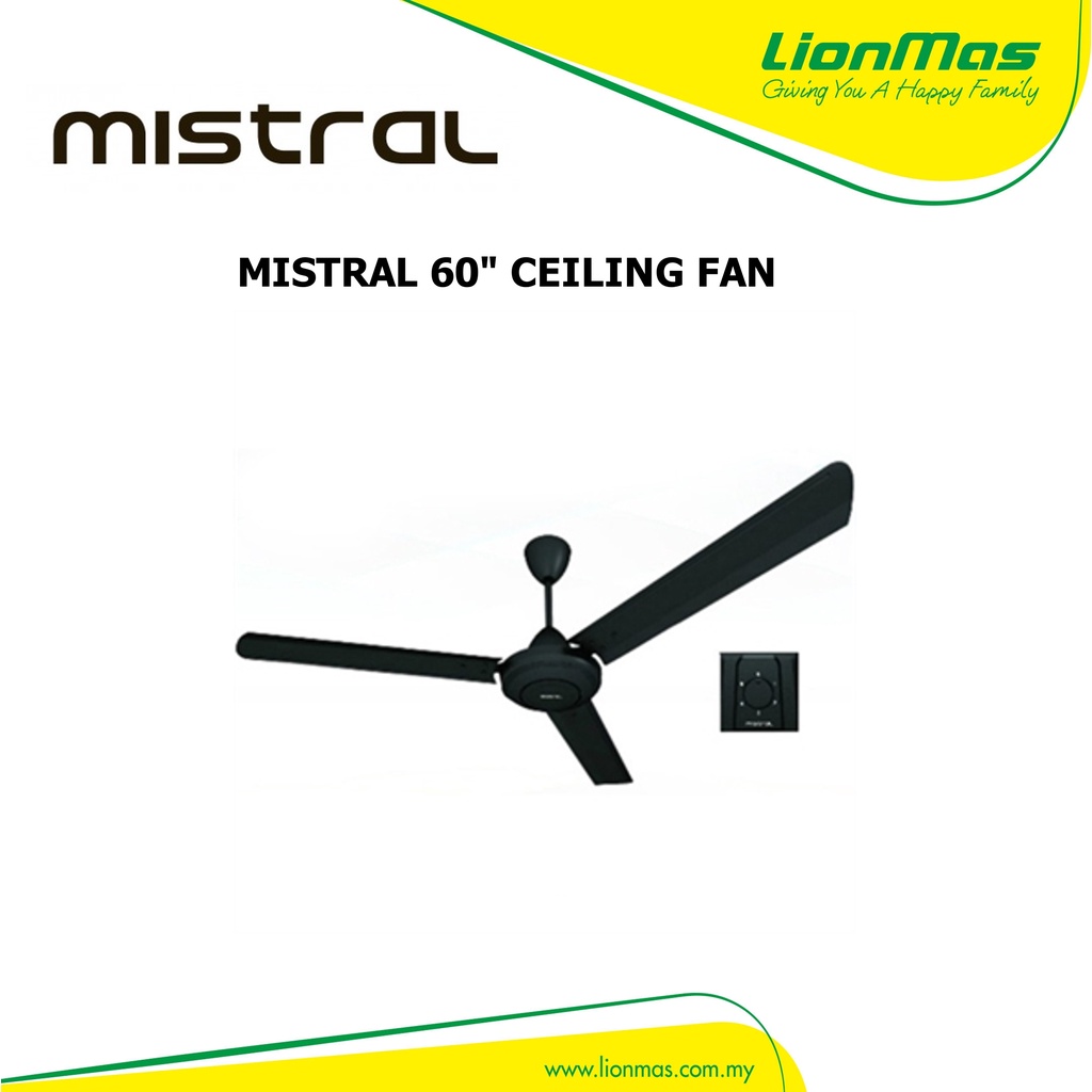 Mistral Ceiling Fan With Regulator - Black (60") MCF-60LE | Shopee Malaysia