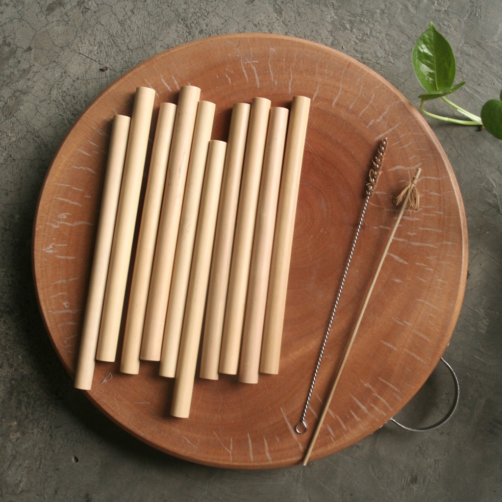 Combo of 10 Bamboo Straws (small - large) One4One - Free Coconut Fiber ...