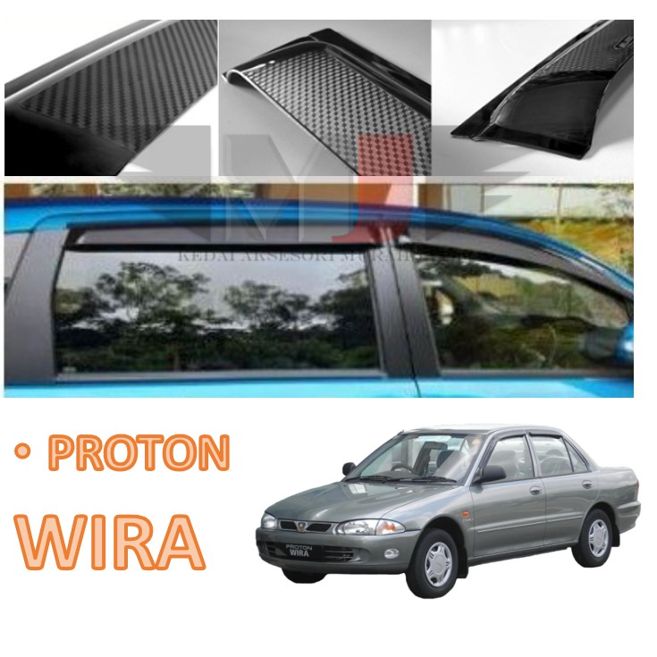 100% Ori Malaysia Proton Wira Injection Carbon Look Door Visor Wind ...