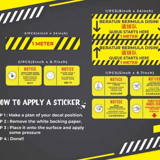 Covid19 Precaution Stickers 1 Set Shop/Factory Stickers, / My Photo ...