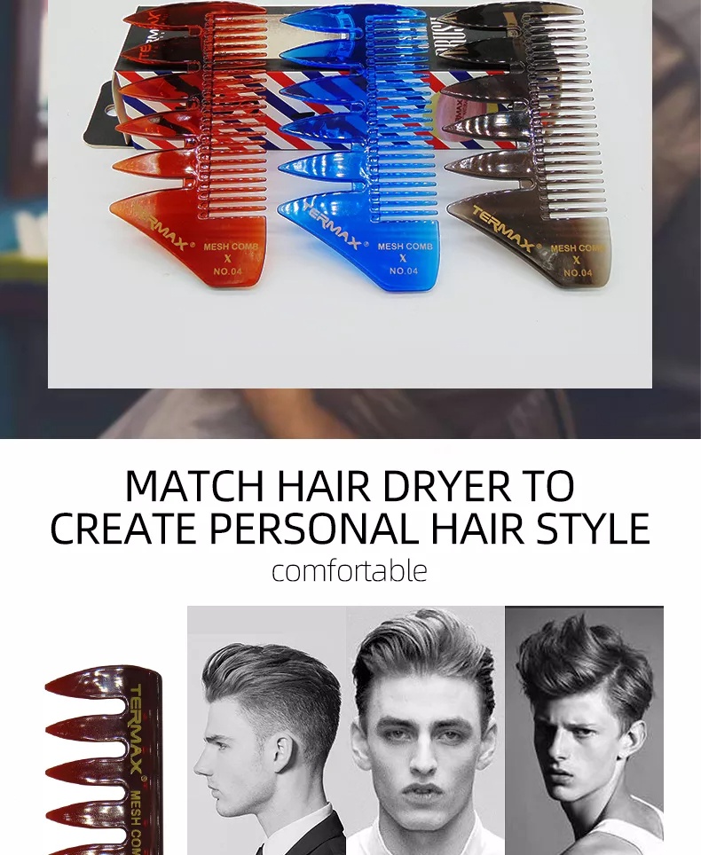 TERMAX Mesh Comb Barber Retro Oil Head Styling Hair Wide Tooth Comb ...