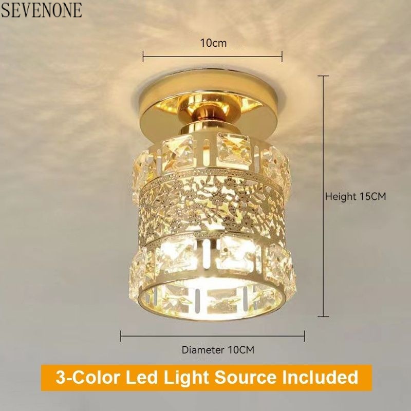 【All 3 Color Light】Ceiling Light Creative Crystal Aisle Ceiling Lights ...