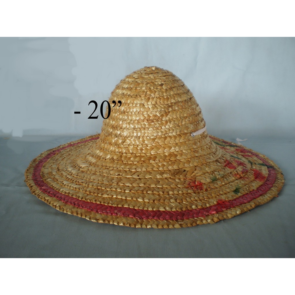 20 Inch Grass Straw Farmer Hat Cap Topi Rumput Jerami Petani Straw hat ...