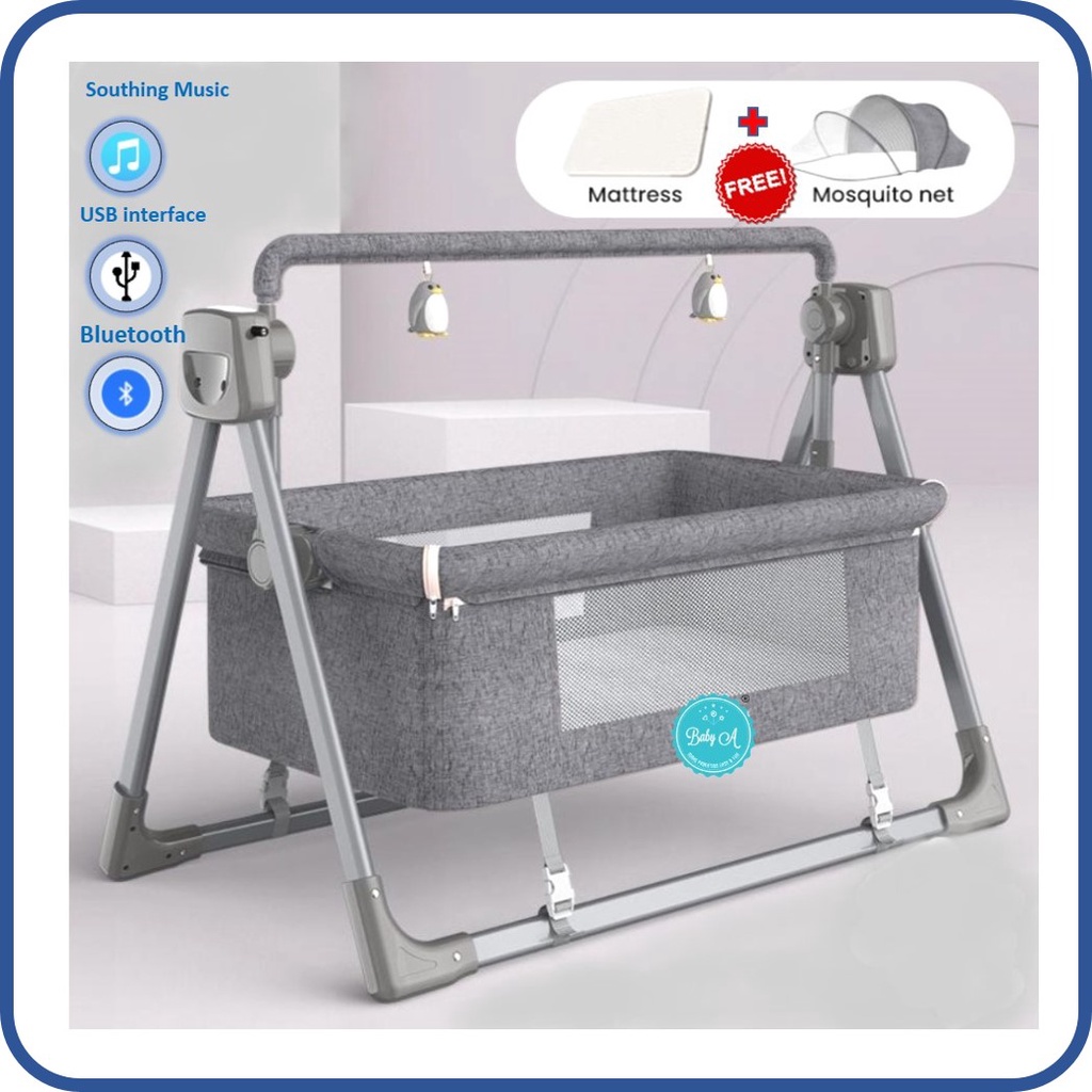 Baby Cradle Automatic Swing Rocking Cradle Bassinet Ergonomic Flat ...