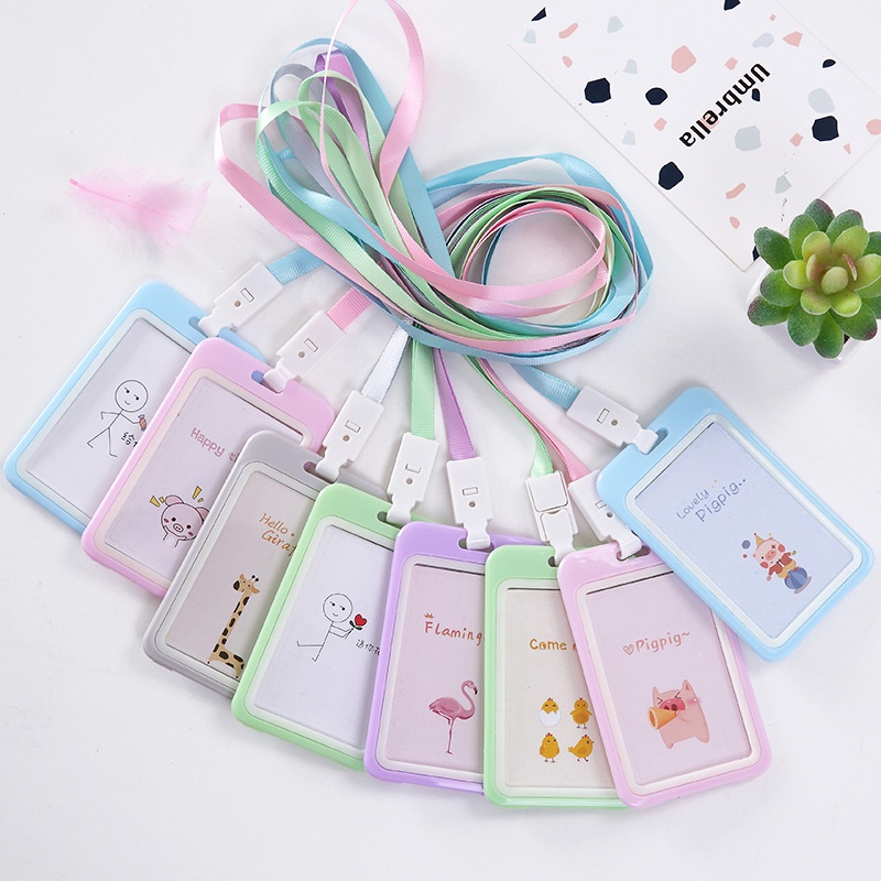 Name tag candy color student lanyard card holder series 1/1 pack ...