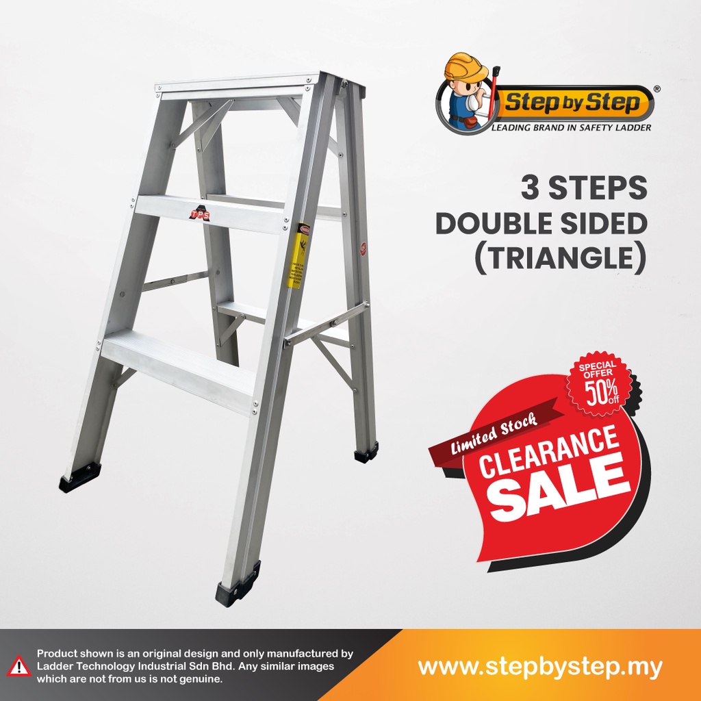 Aluminium Double Sided A-Shape Triangle Step Ladder A型双边楼梯/ 梯子 Tangga ...