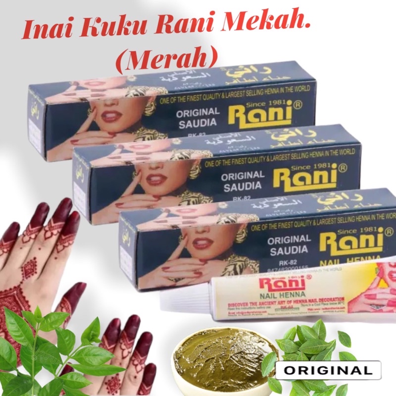 Inai Rani Original Mekah RK82. 6g/Tube. Nail Henna Pes Asli Saudi ...
