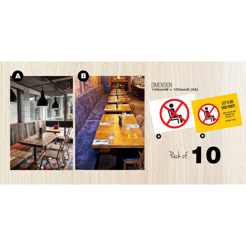 pack of 10 table seating sticker label social distancing spacing ...