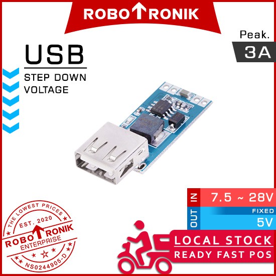 DC-DC Step Down USB 5V 3A Voltage Regulator Module Buck Converter ...