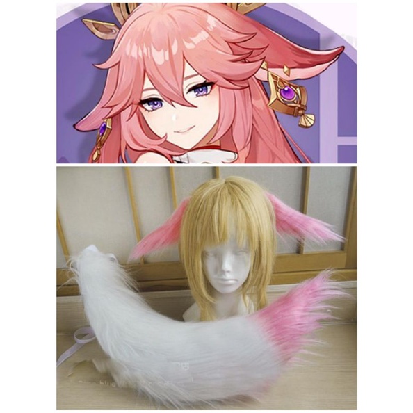 Genshin impact cosplay yae miko cosplay ear yae fox tail | Shopee Malaysia