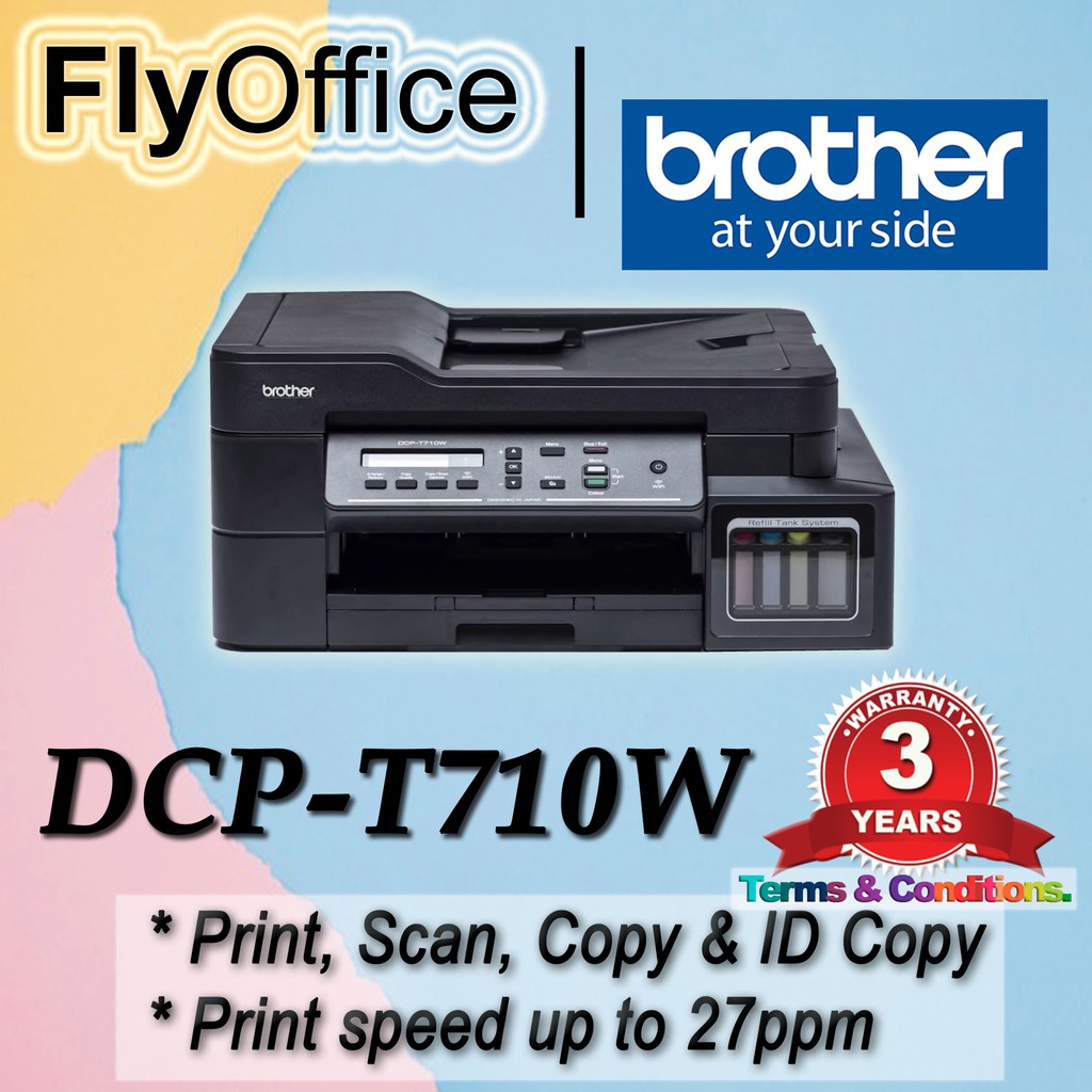 Brother DCP-T710W Refill Tank System 3-in-One Color Printer with 1 Set Original Ink + BT-D60 x1 ...