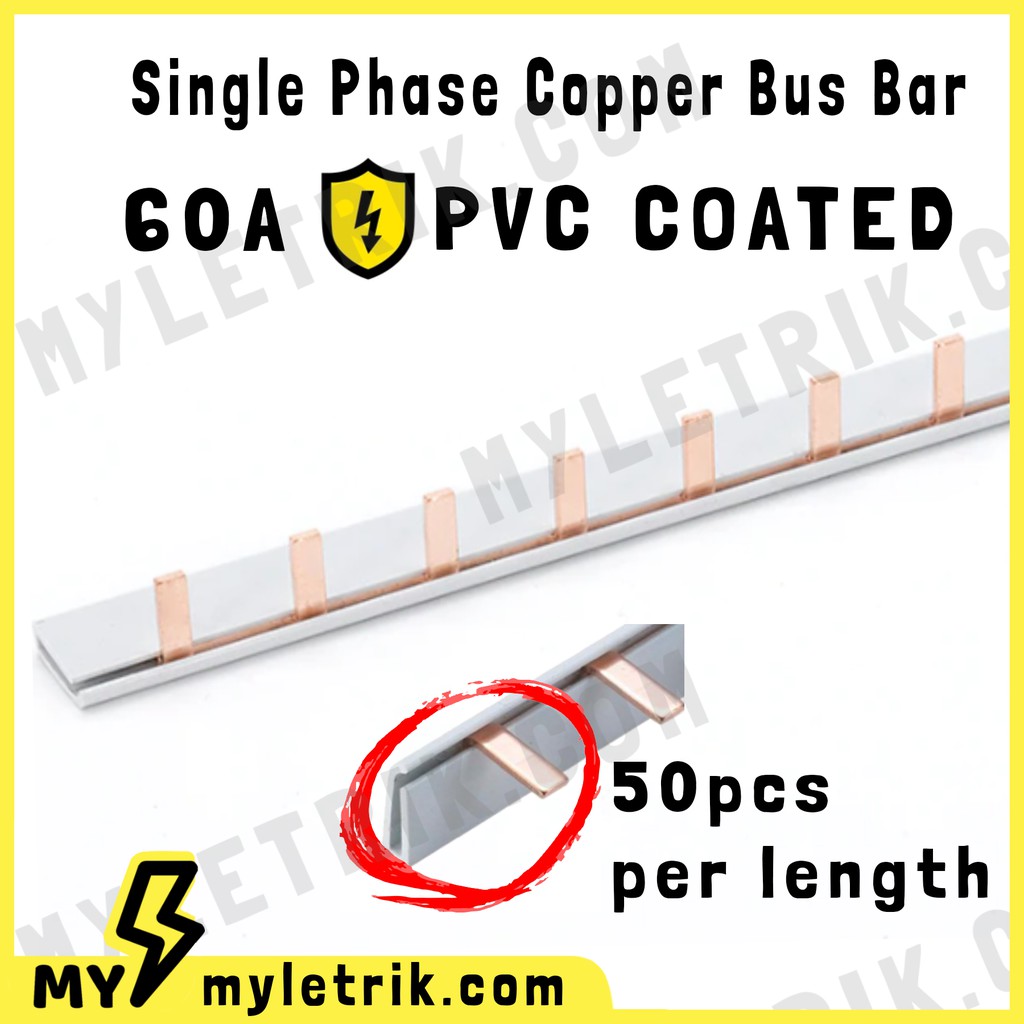 MCB Copper Busbar 1 Pole / Single Pole ( Loose Cut ) MCB Busbar ...