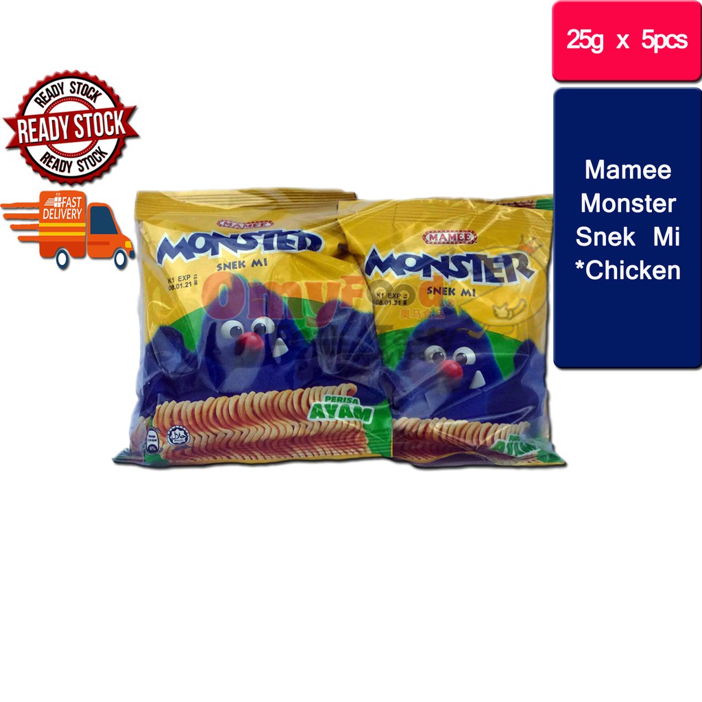25g x 6pcs Mamee Monster Snek Mi Assorted Flavor [BBQ / Ayam / Pedas ...