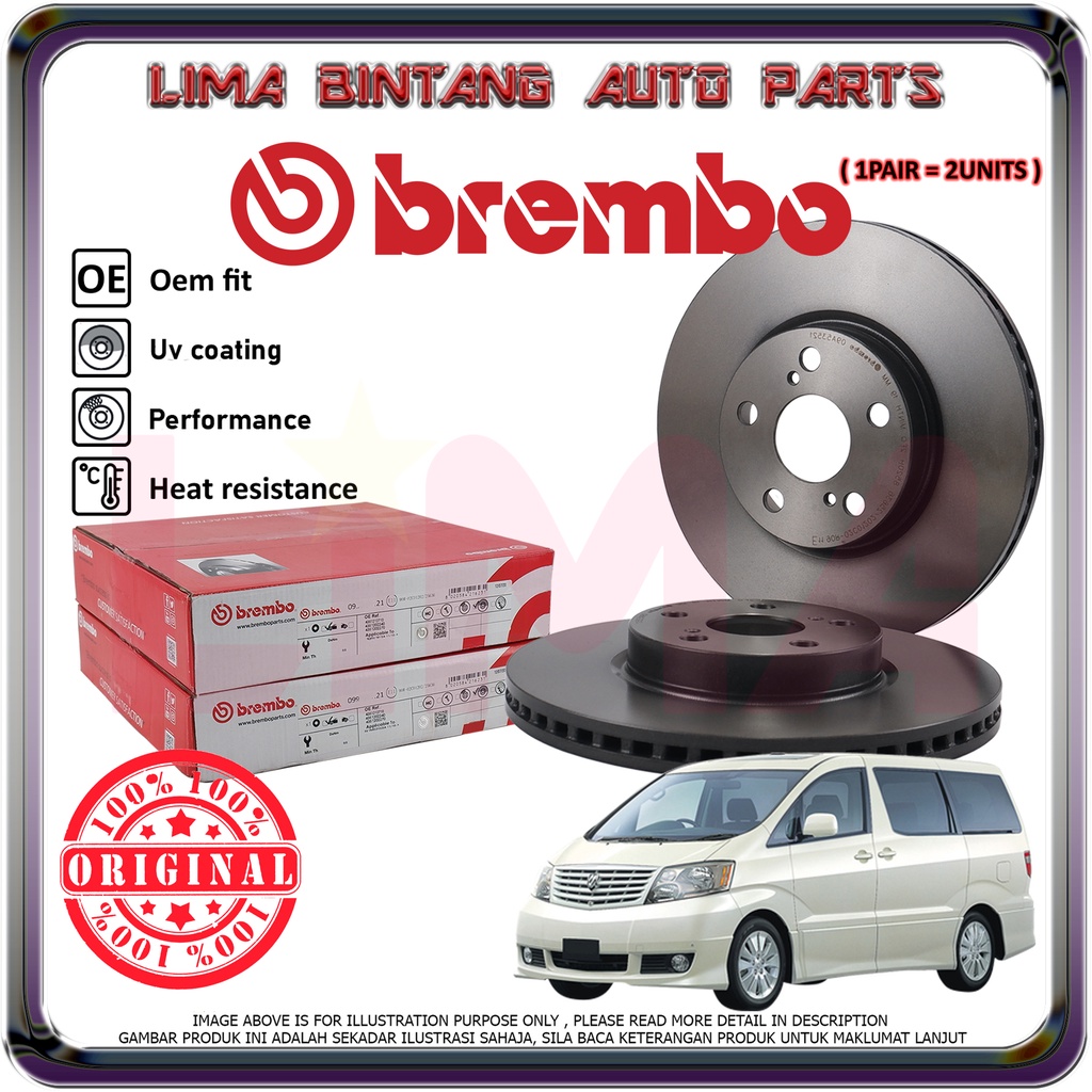 Toyota Alphard AH10 ANH10 ANH15 MNH15 Front / Rear Brake Disc Rotor ...