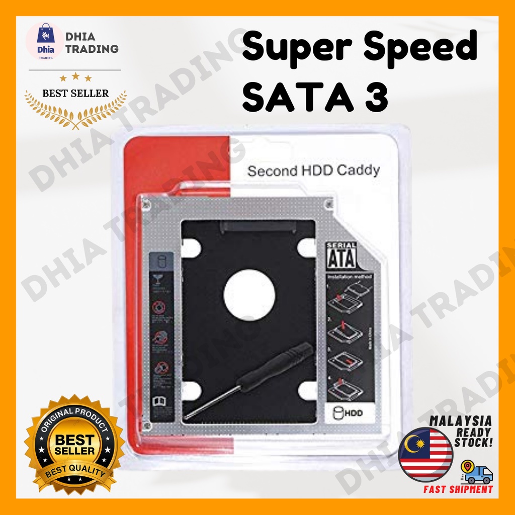 🔥Caddy HDD Universal Aluminum 2nd HDD Caddy 9.5 12.7mm SATA 3.0 2.0 ...