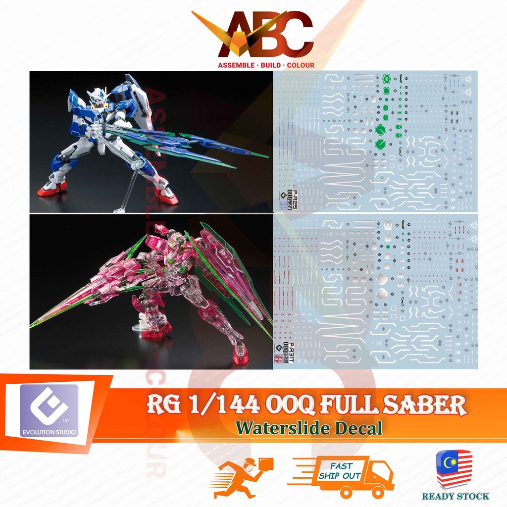 (Evo) Waterslide Decal - RG 1/144 00 QanT Full Saber & Trans Am Clear (Fluo) 00Q Qan[T] OOQ ...