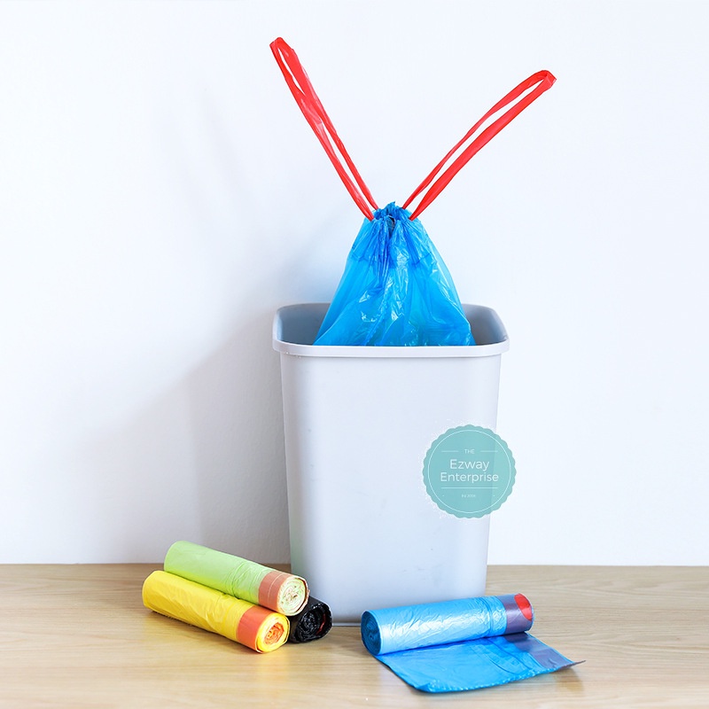 Garbage Bag Office Cleaning Trash Bags Dustbin with Rope 15pcs/Roll ...