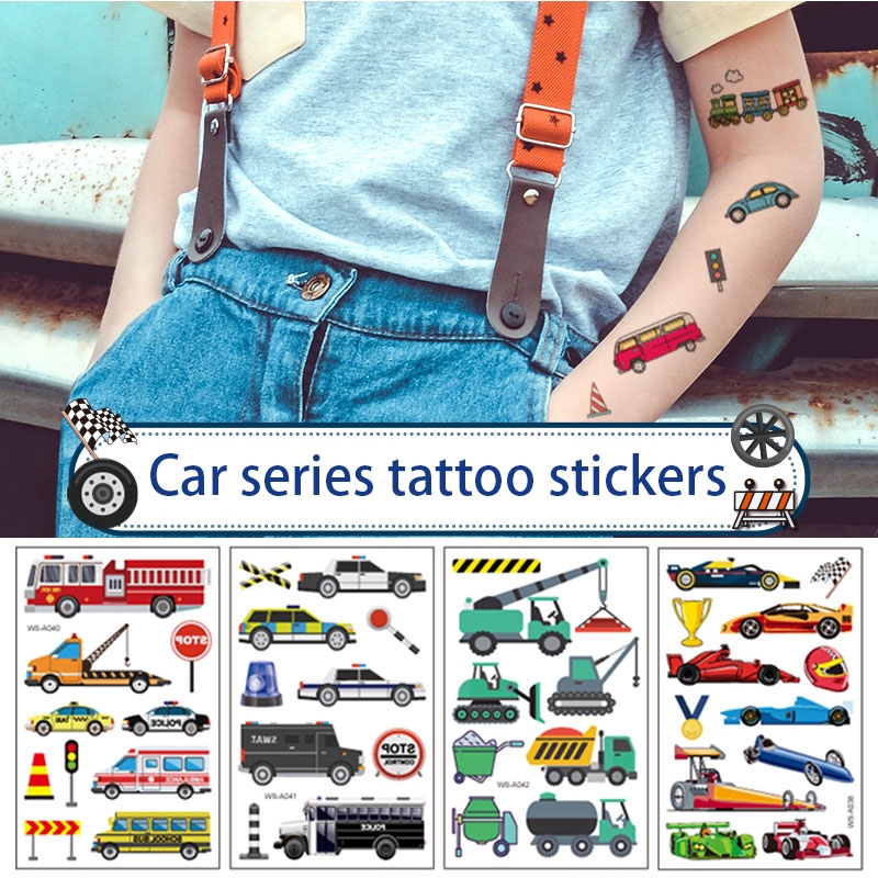 Cute Car Series Temporary Tattoo Sticker Cartoon Childen Sticker Baby ...