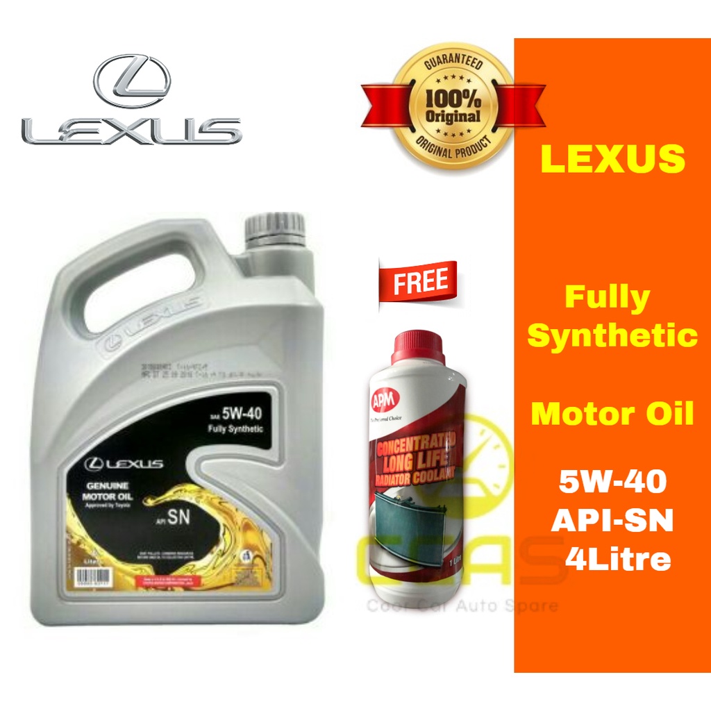 100% Original Lexus 5W40 5W-40 API-SN Fully Synthetic Engine Oil 4L ...