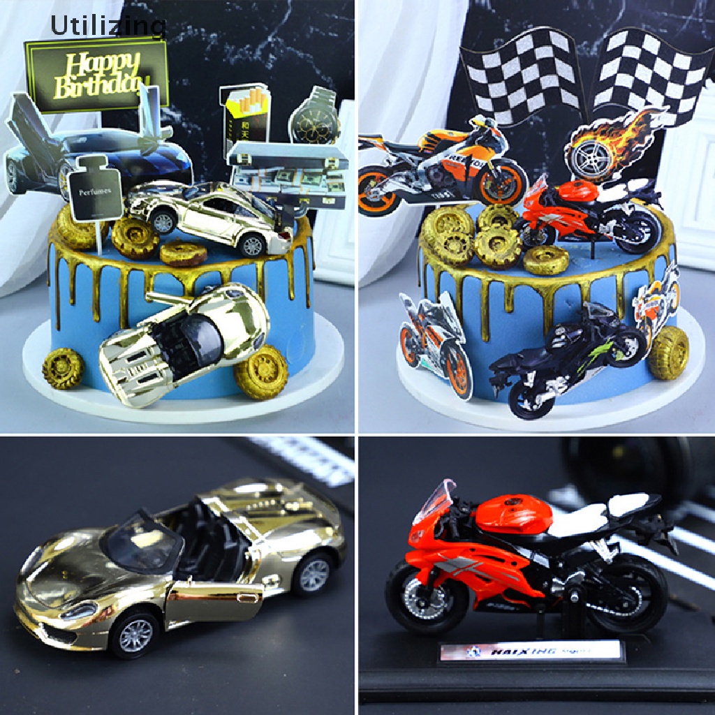 Motorcycle Happy Birthday Acrylic Cake Topper Car Cake Topper for ...