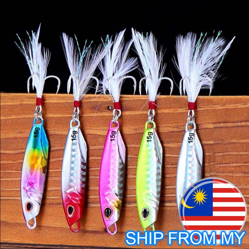 (READY STOCK) 5PCS/SET 10G/15G/20G Fishing Saltwater jigs Speed Jigging ...