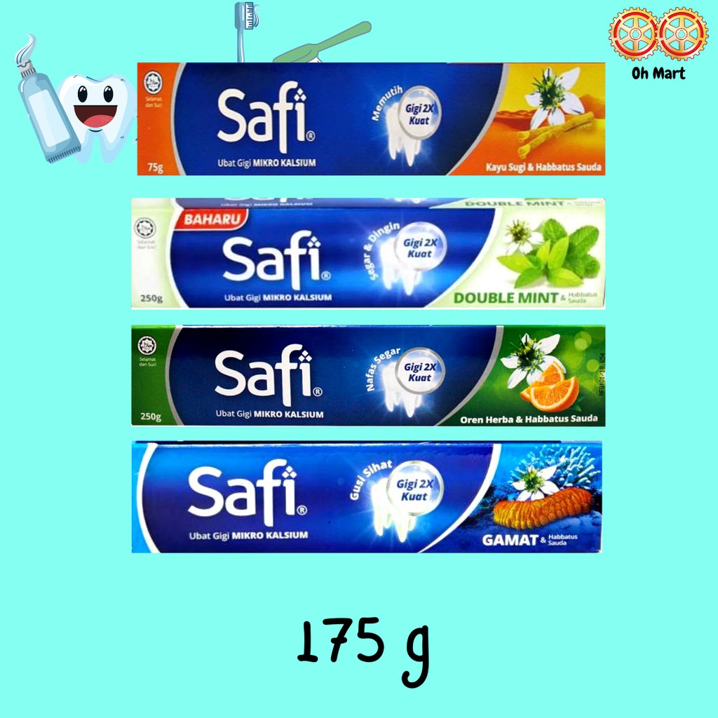 Safi Ubat Gigi Mikro Kalsium Kayu Sugi/ Double Mint/ Oren Herba/ Gamat ...