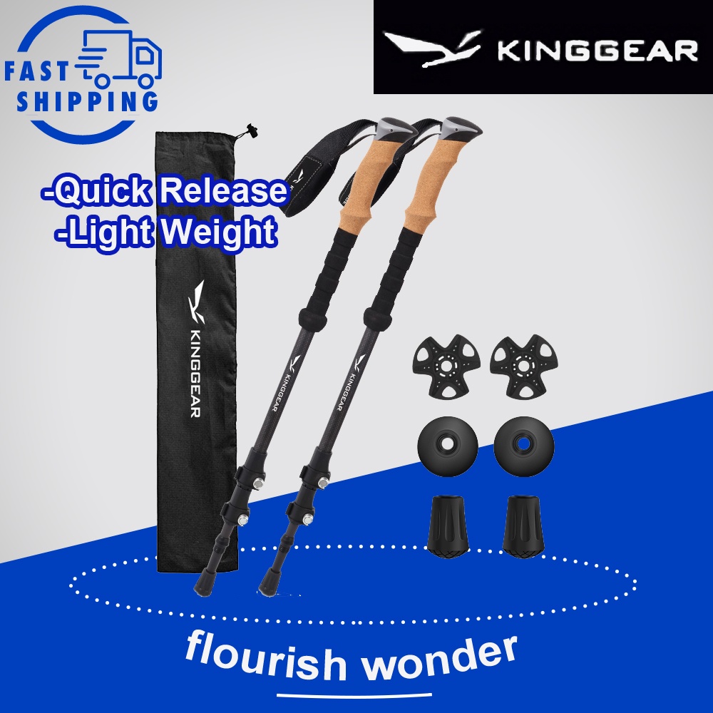 King Gear Original Nordic Hiking/ Walking Stick with Fast and Quick ...
