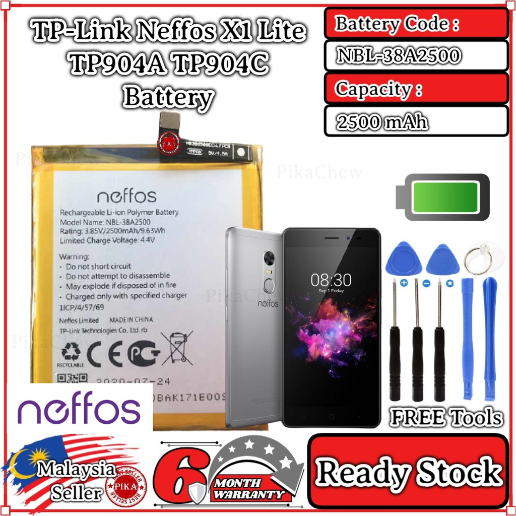 PIKA Compatible with TP-Link Neffos X1 Lite TP904A TP904C Battery Bateri NBL-38A2500 ( 2500mAh ...