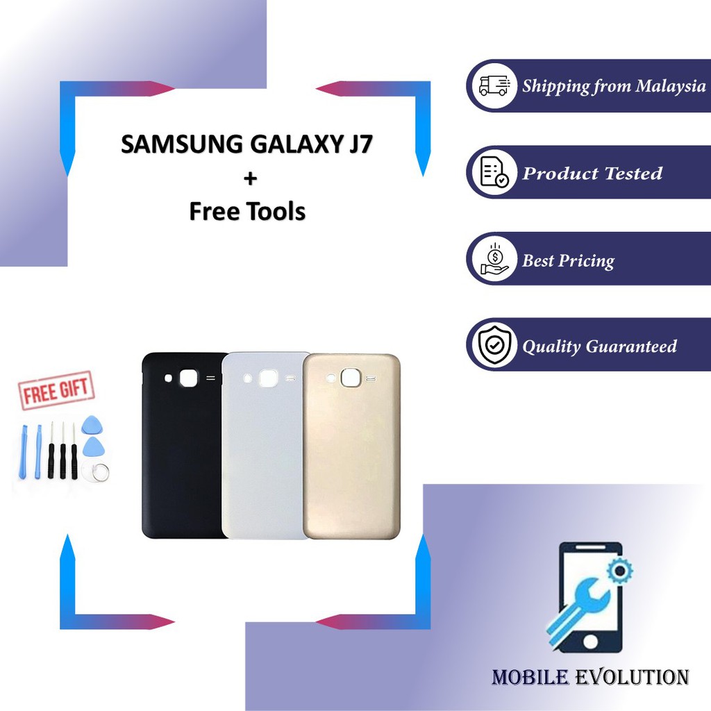 SM GALAXY J7 Black / White / Gold Back Battery Cover New Replacement ...